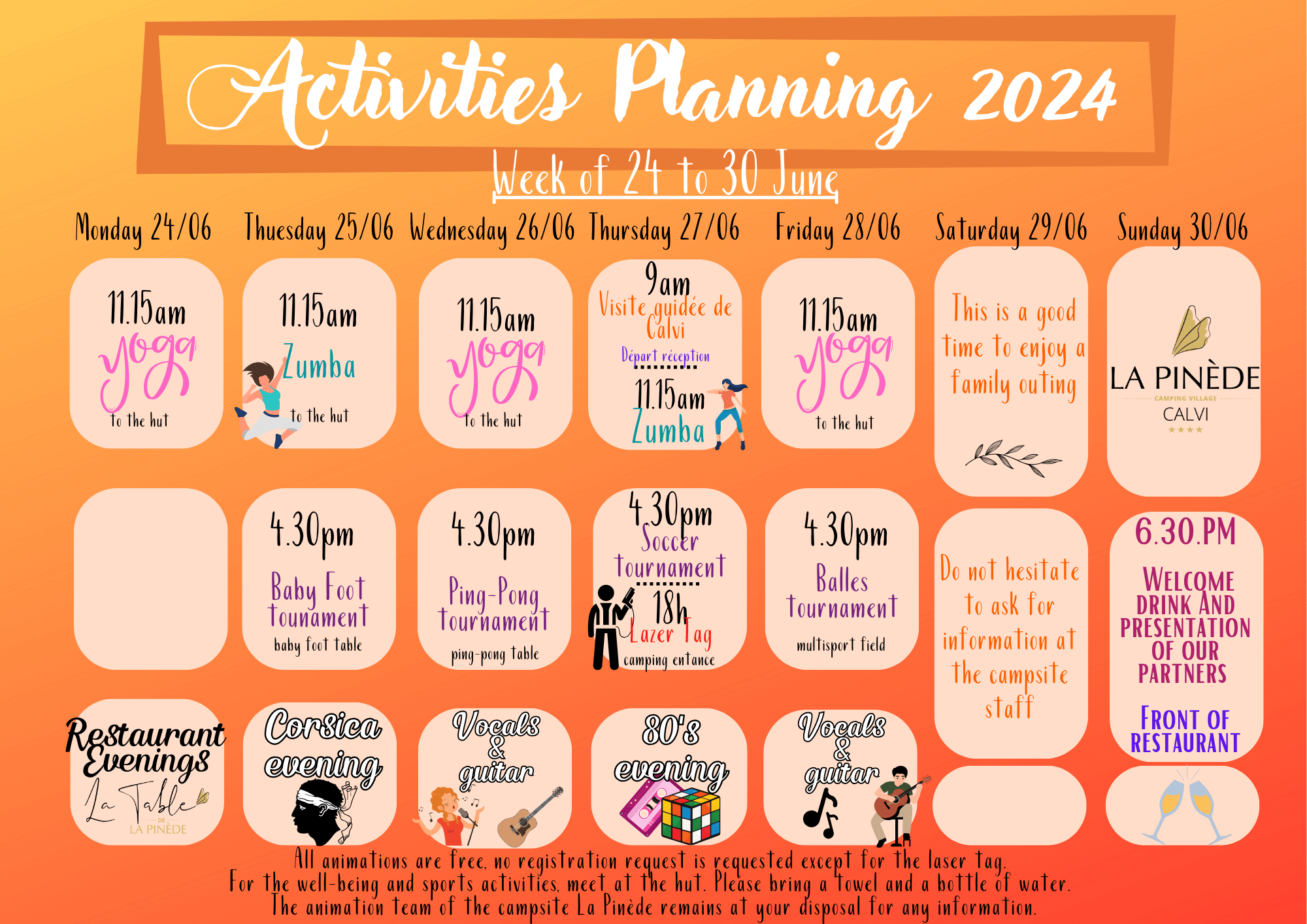 Camping La Pinède Calvi - Nombreuses activités adultes et enfants